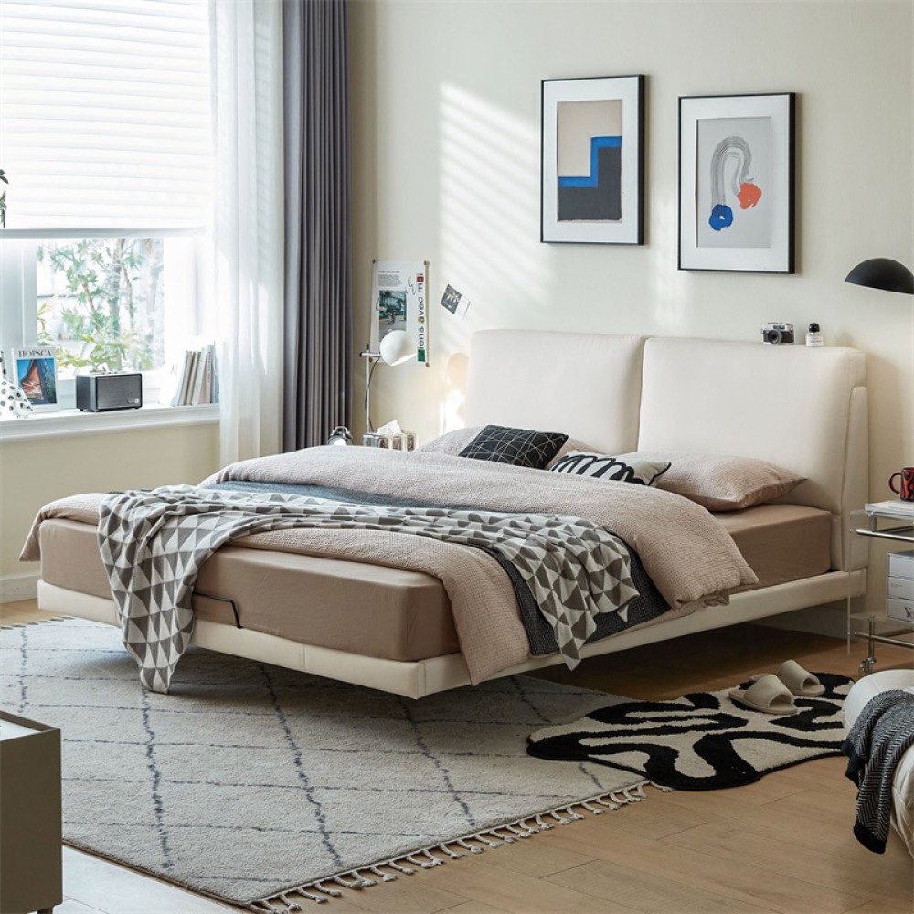 Sales : Jeremy Leather Floating Bed Frame with Sensor Light ...